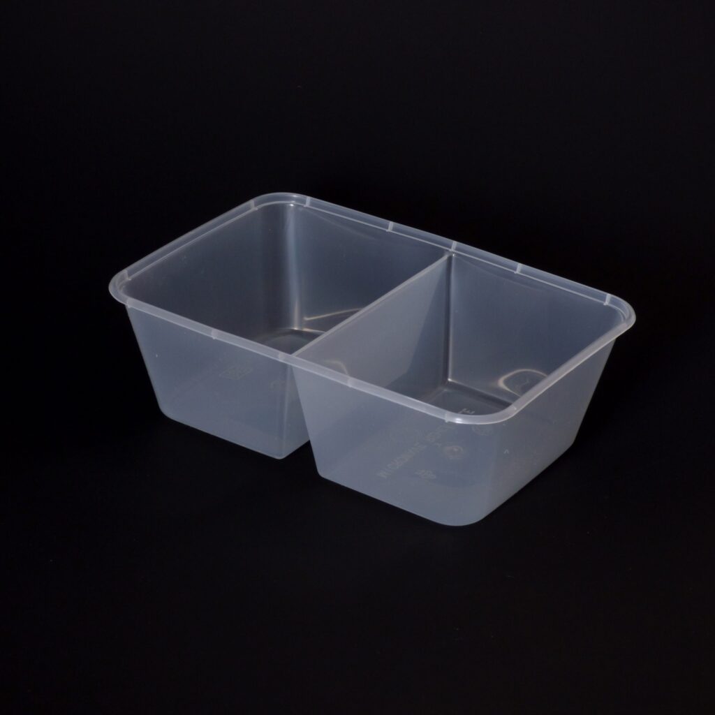 1000cc Rectangular Food Container 2 Section (50:50) 250 sets (T1000D ...
