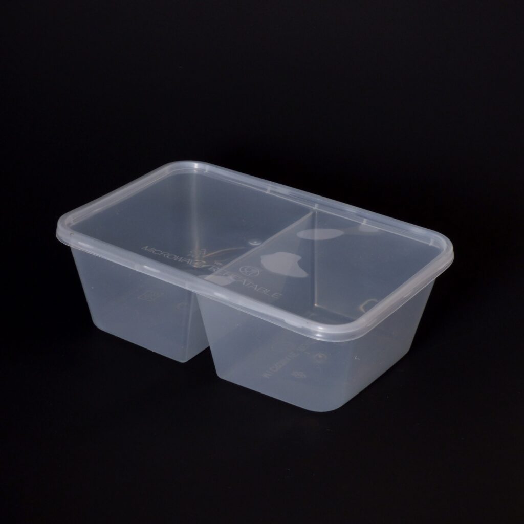 1000cc Rectangular Food Container 2 Section (50:50) 250 sets (T1000D ...