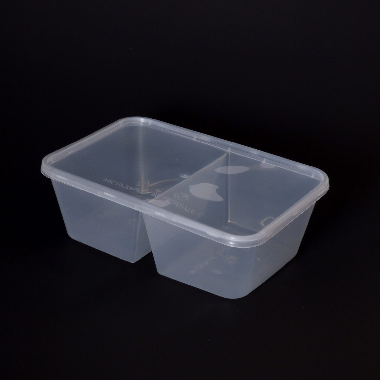 1000cc Rectangular Food Container 2 Section (50:50) 250 sets (T1000D ...