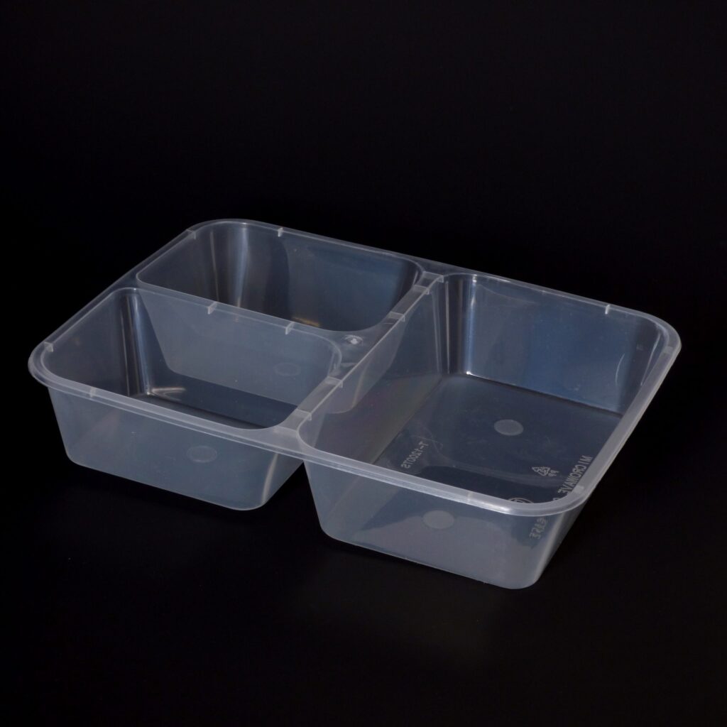 1200cc Rectangular Food Container 3 Section (100 sets) - YES Group UK