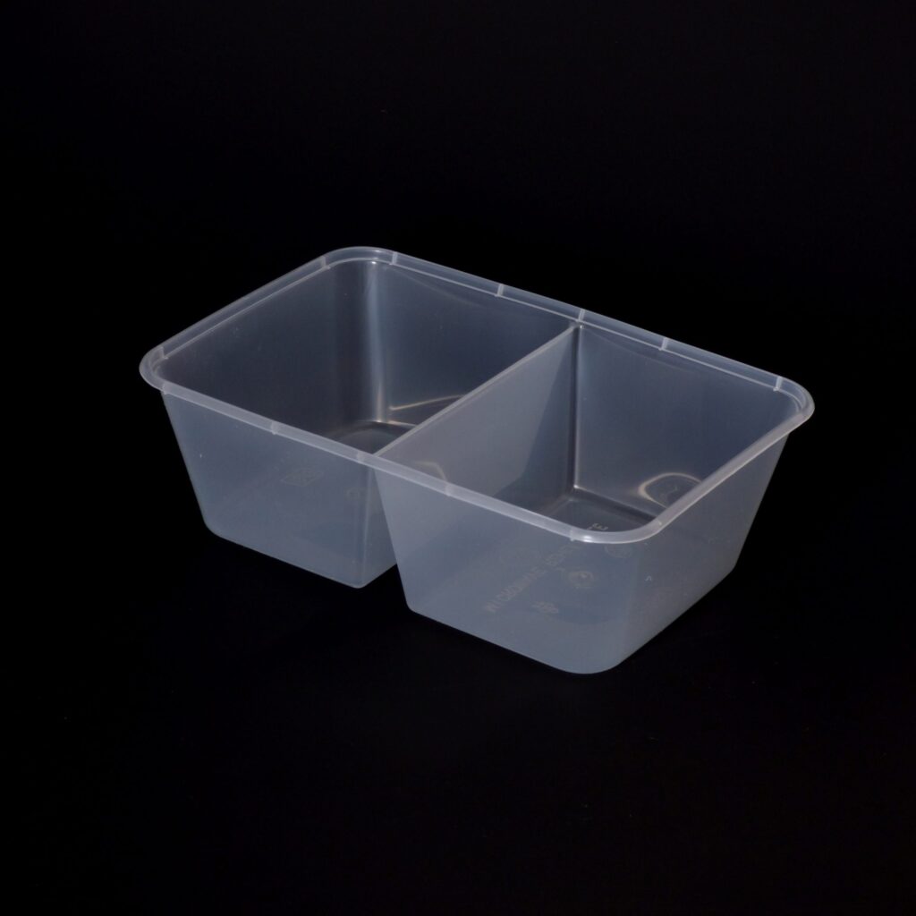 750cc Rectangular Food Container 2 Section (250 sets) - YES Group UK