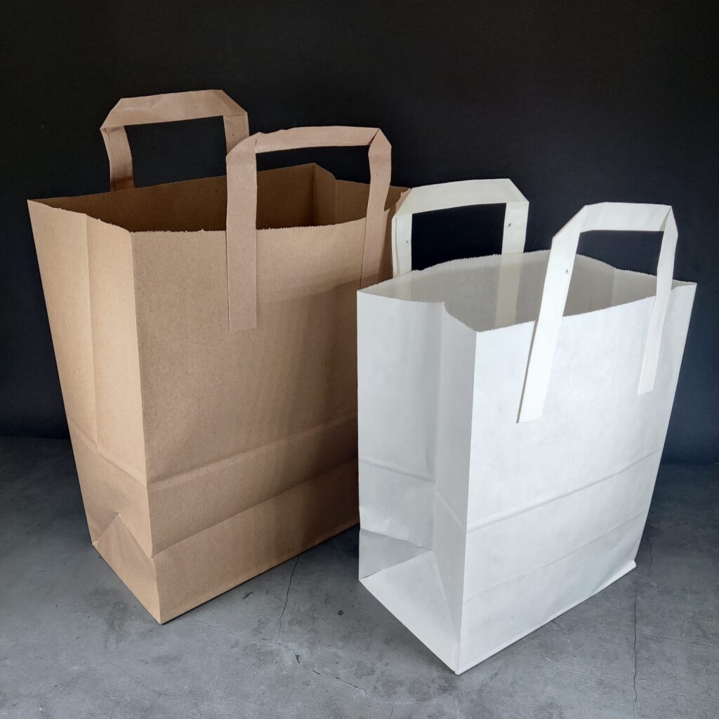 Brown Kraft Paper Takeaway Carrier Bags (L) (250pcs) - YES Group UK