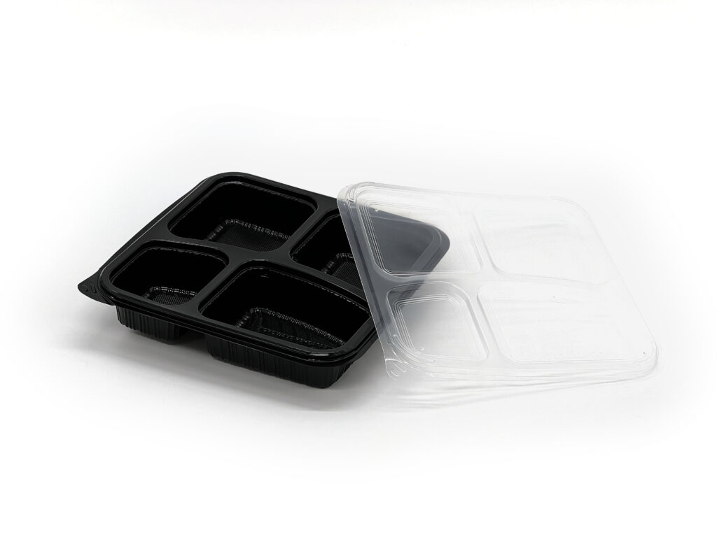 995ml Black 4 Compartment Square Food Container (140ML/250ML/245ML ...